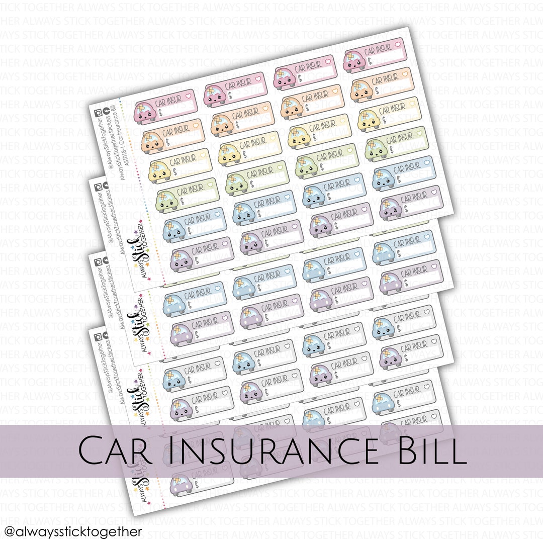 CAR INSURANCE DUE Stickers Perfect for Your Planner, Journal, or ...
