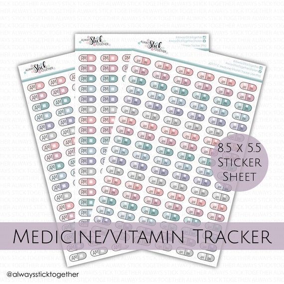 MEDICINE/VITAMIN TRACKER Stickers Perfect for Your Planner | Etsy