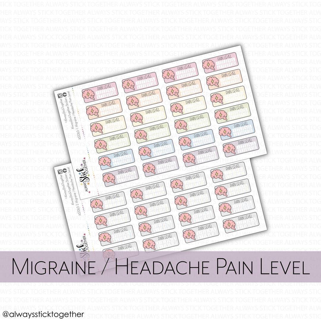 MIGRAINE / HEADACHE Pain Level Stickers Perfect for Your Planner ...