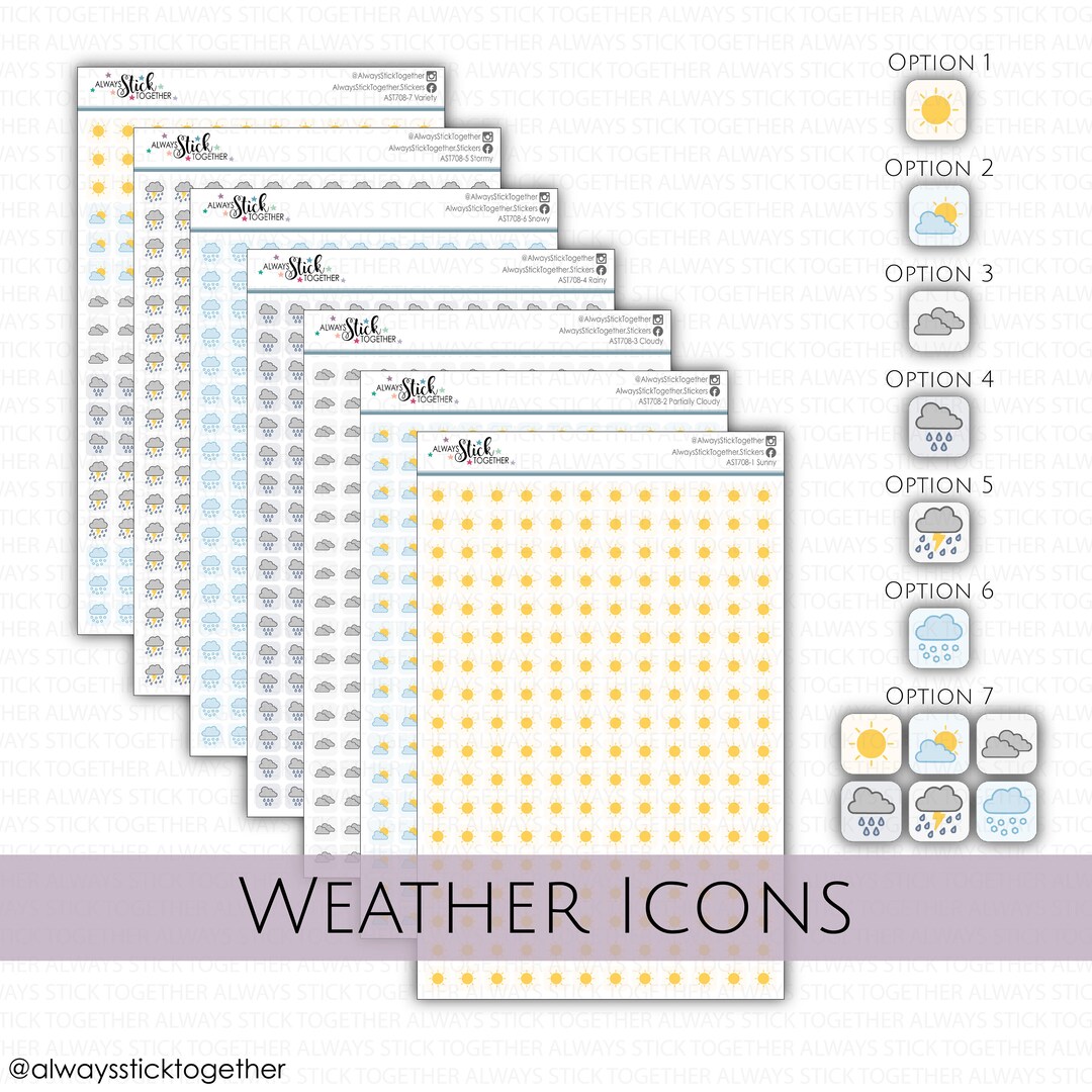 WEATHER ICON Stickers Perfect for Your Planner, Journal, or Scrapbook ...