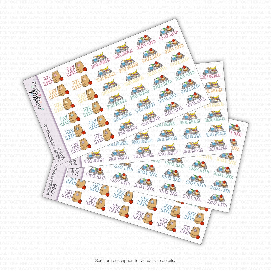 SCHOOL or PACK LUNCH Stickers Perfect for Your Erin Condren Planner ...