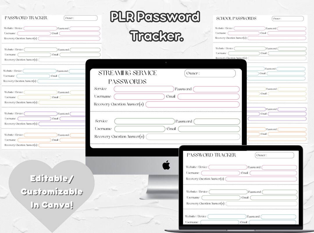 Editable Password Tracker Sheets Instant Download - Etsy