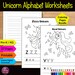 Alphabet Practice Worksheets Unicorn Coloring Pages for Girls - Etsy