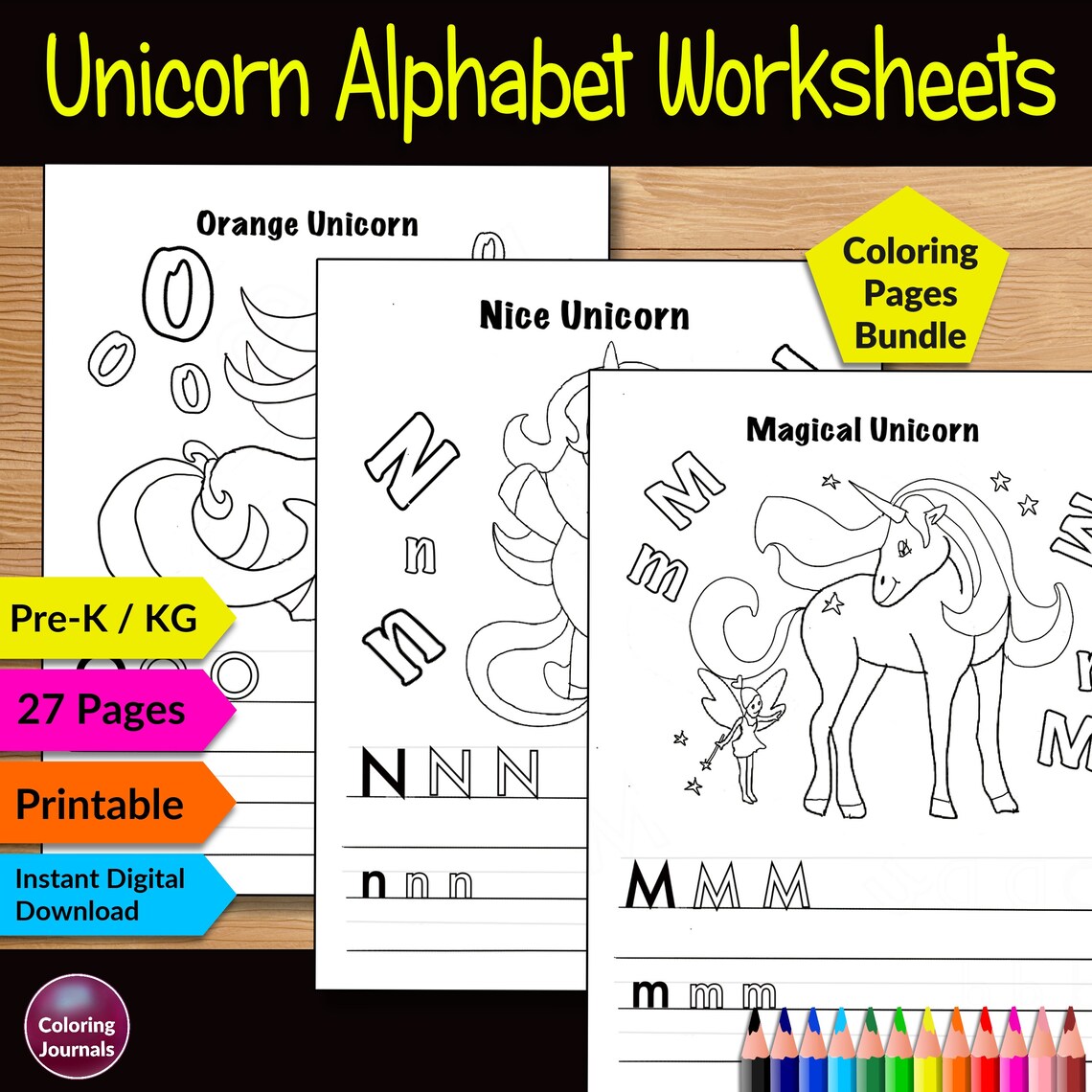 Alphabet Practice Worksheets Unicorn Coloring Pages for Girls - Etsy