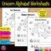 Alphabet Practice Worksheets Unicorn Coloring Pages for Girls - Etsy