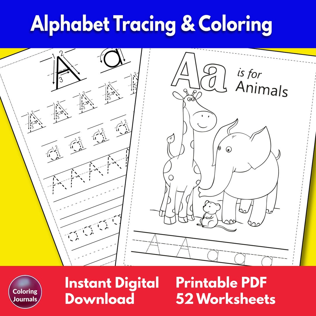 Animals Alphabet Letter Tracing Printable Worksheets, Writing ...