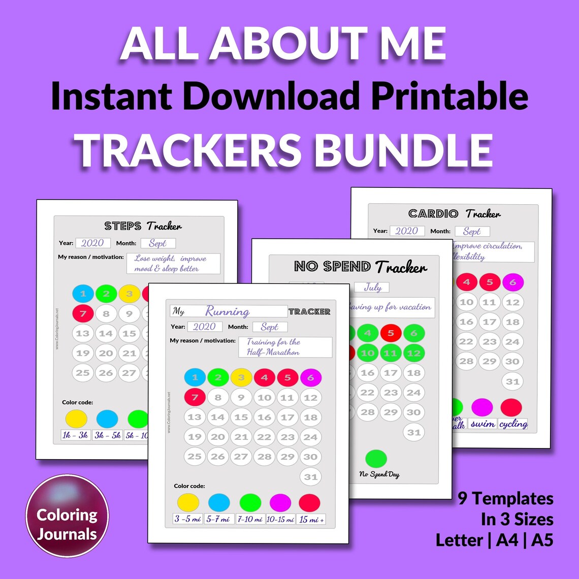 Life Tracker Bundle All About Me Tracker Printable Habit - Etsy
