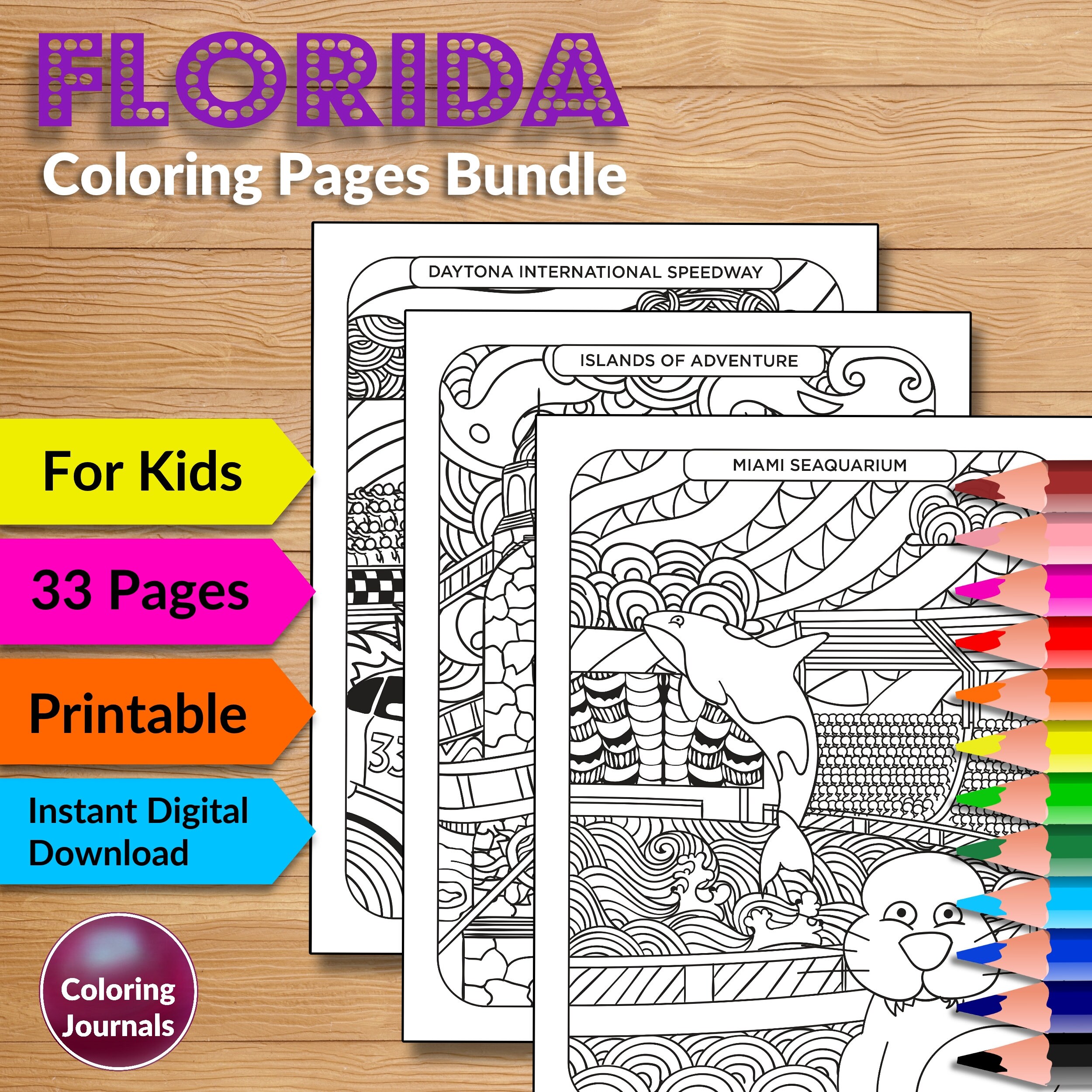 Florida Coloring Book PDF, 33 Florida Coloring Pages Bundle, Printable ...
