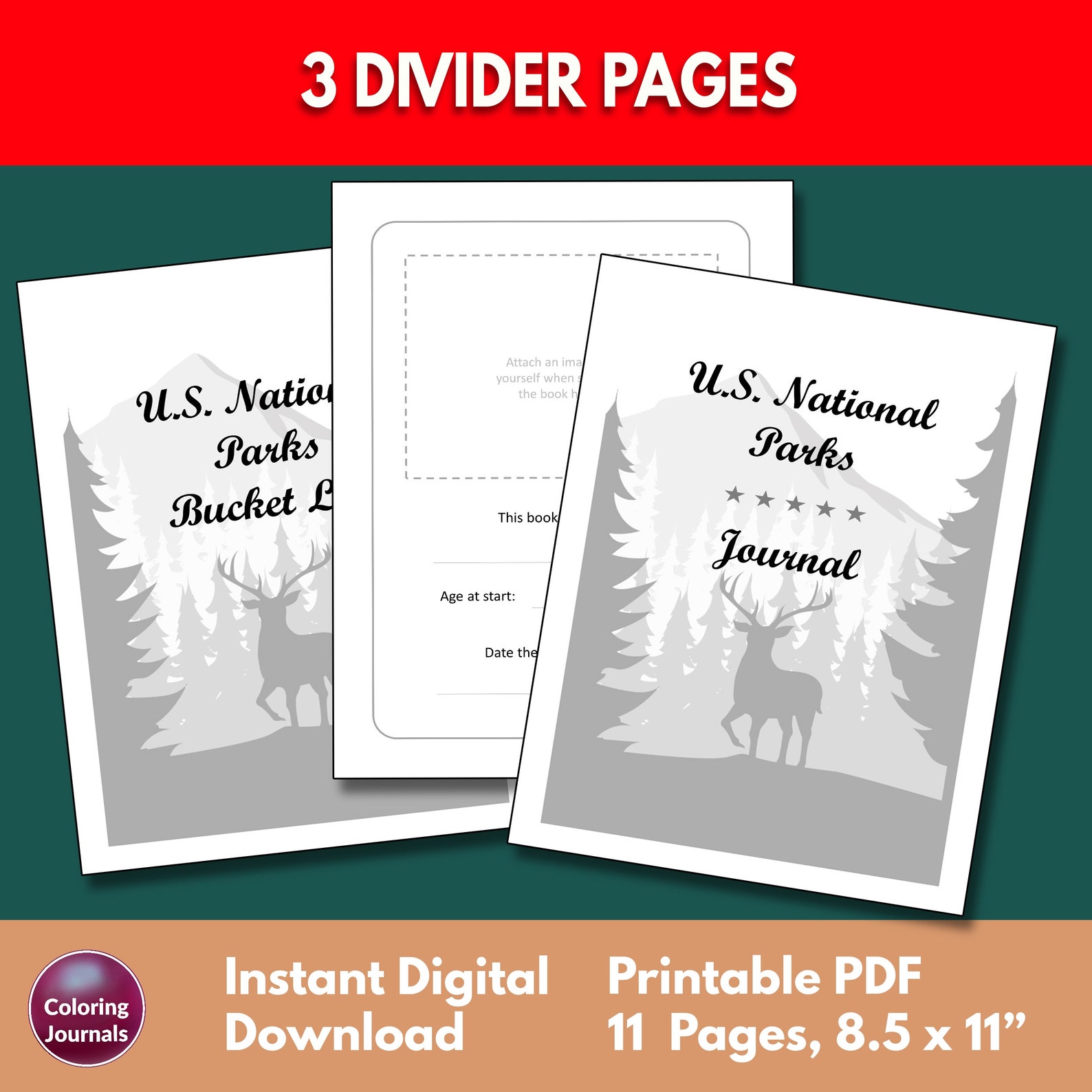 Printable US National Parks Bucket Journal & Passport Book, Stamp Book ...