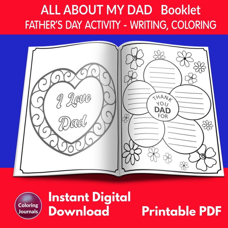 Father's Day Activity Booklet for Kids All About Dad - Etsy