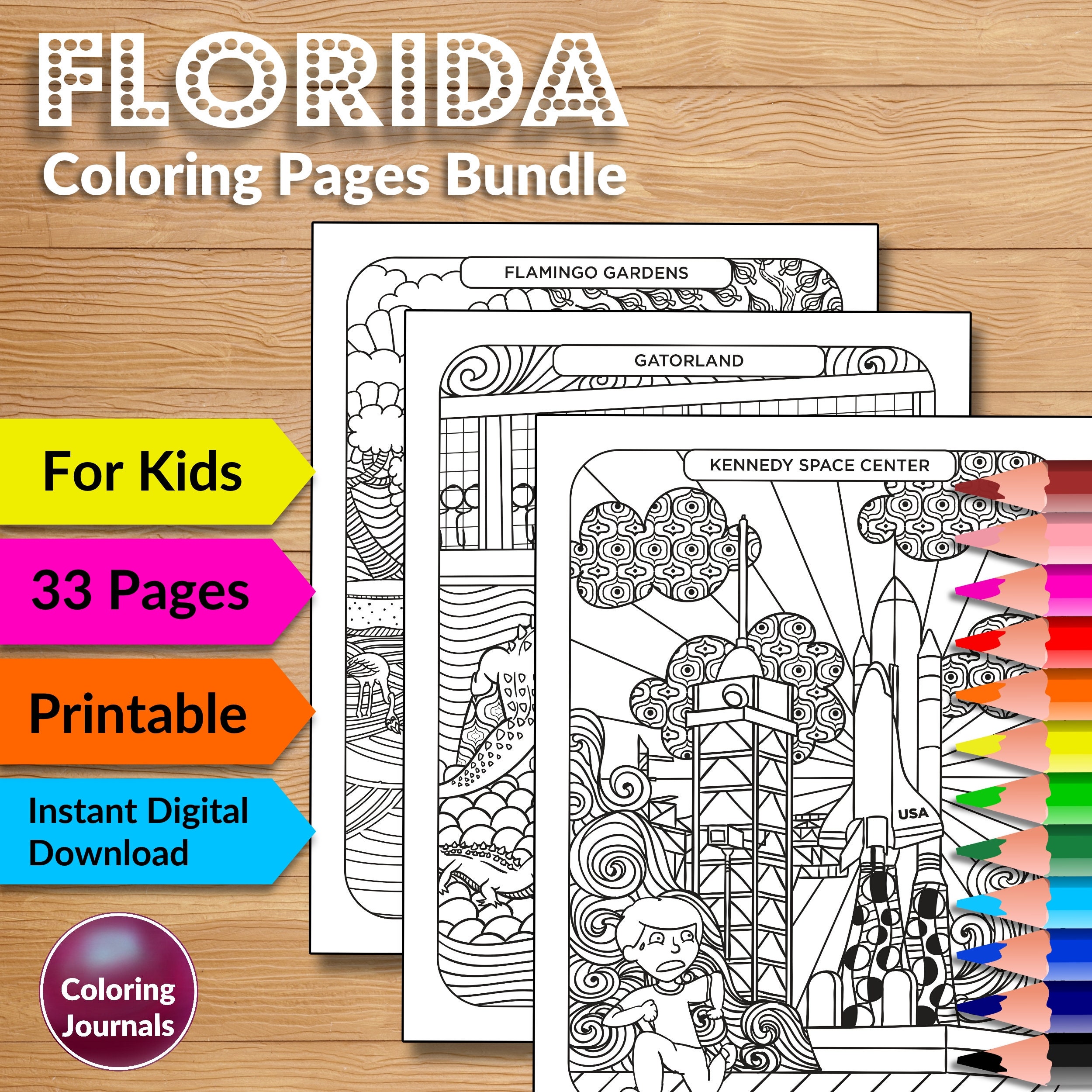 Florida Coloring Book PDF, 33 Florida Coloring Pages Bundle, Printable ...