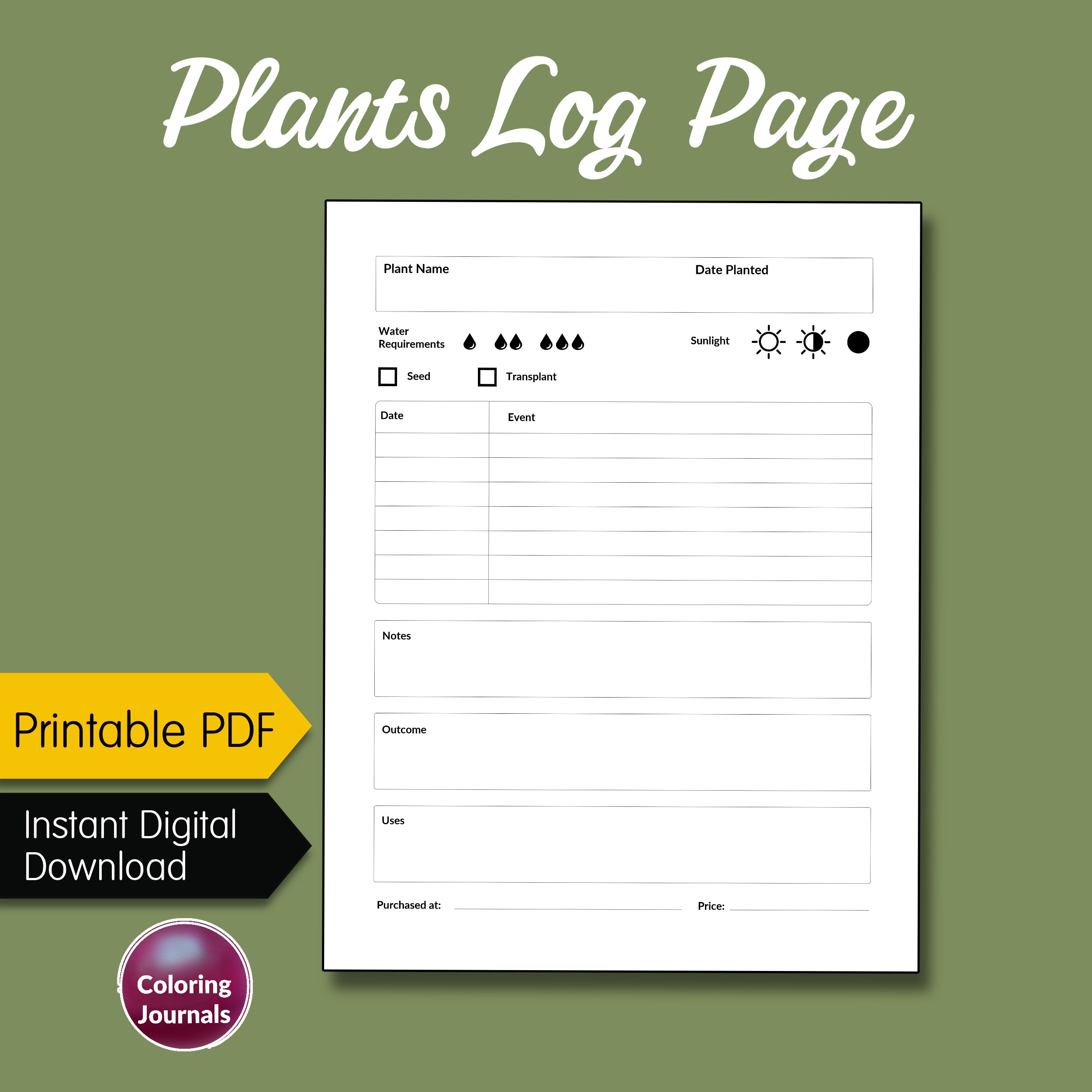Gardening Journal Printable, Gardening Log Templates, Garden Journal ...