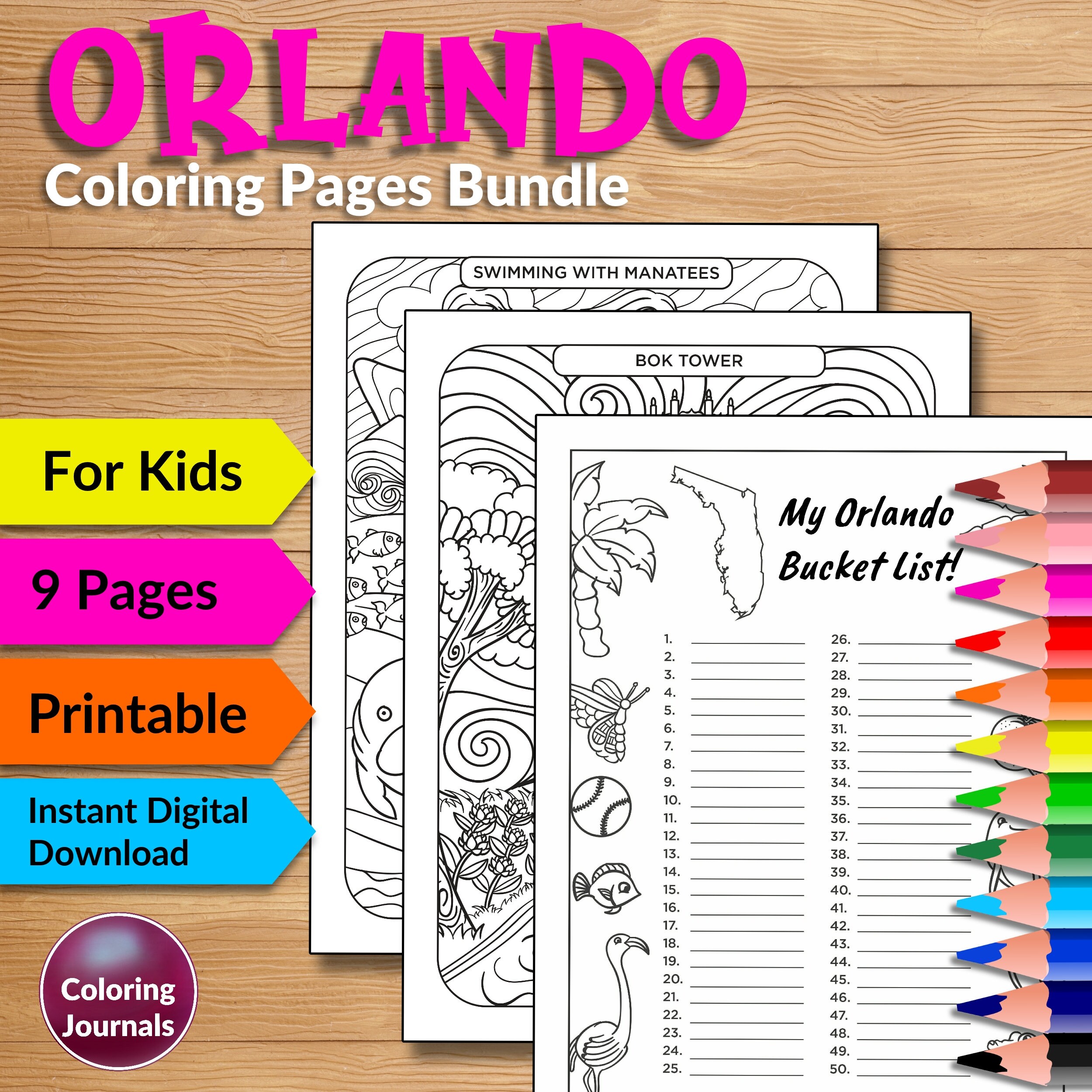 Printable Orlando Bucket List Coloring Pages for Kids 9 - Etsy Ireland