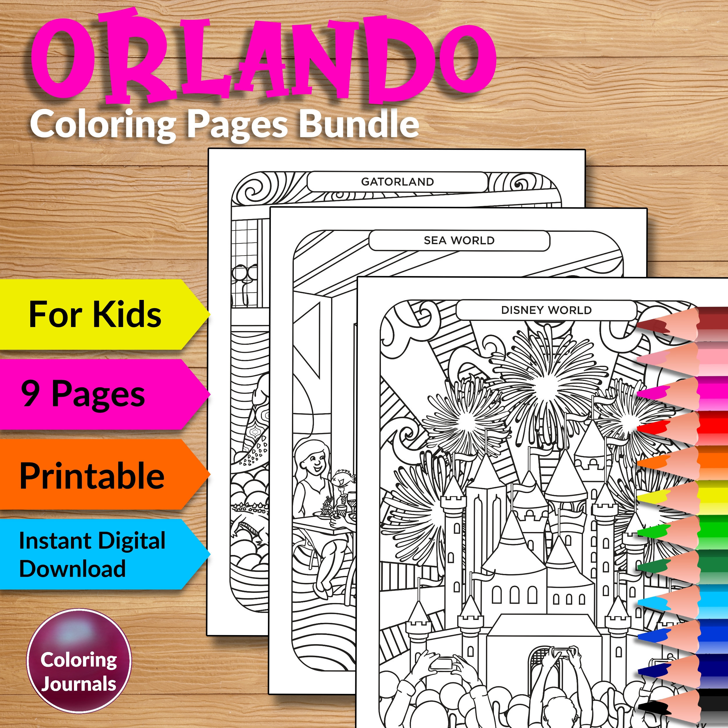 Printable Orlando Bucket List Coloring Pages for Kids, 9 Orlando ...