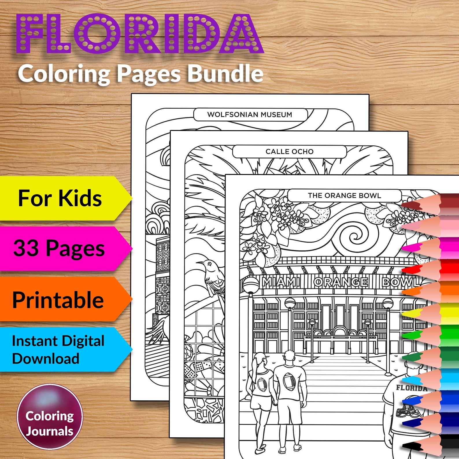 Florida Coloring Book PDF, 33 Florida Coloring Pages Bundle, Printable ...