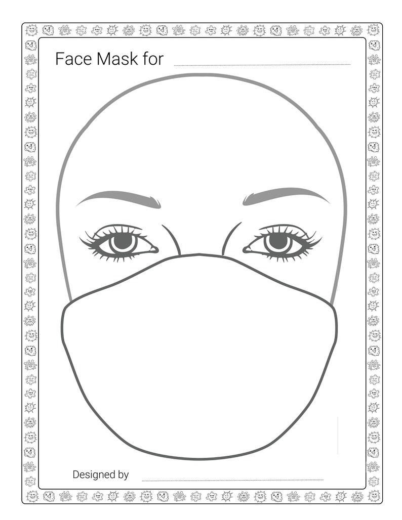 DIY Face Mask Designer Template Male & Female Fun drawing | Etsy