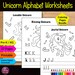 Alphabet Practice Worksheets Unicorn Coloring Pages for Girls - Etsy