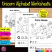 Alphabet Practice Worksheets Unicorn Coloring Pages for Girls - Etsy