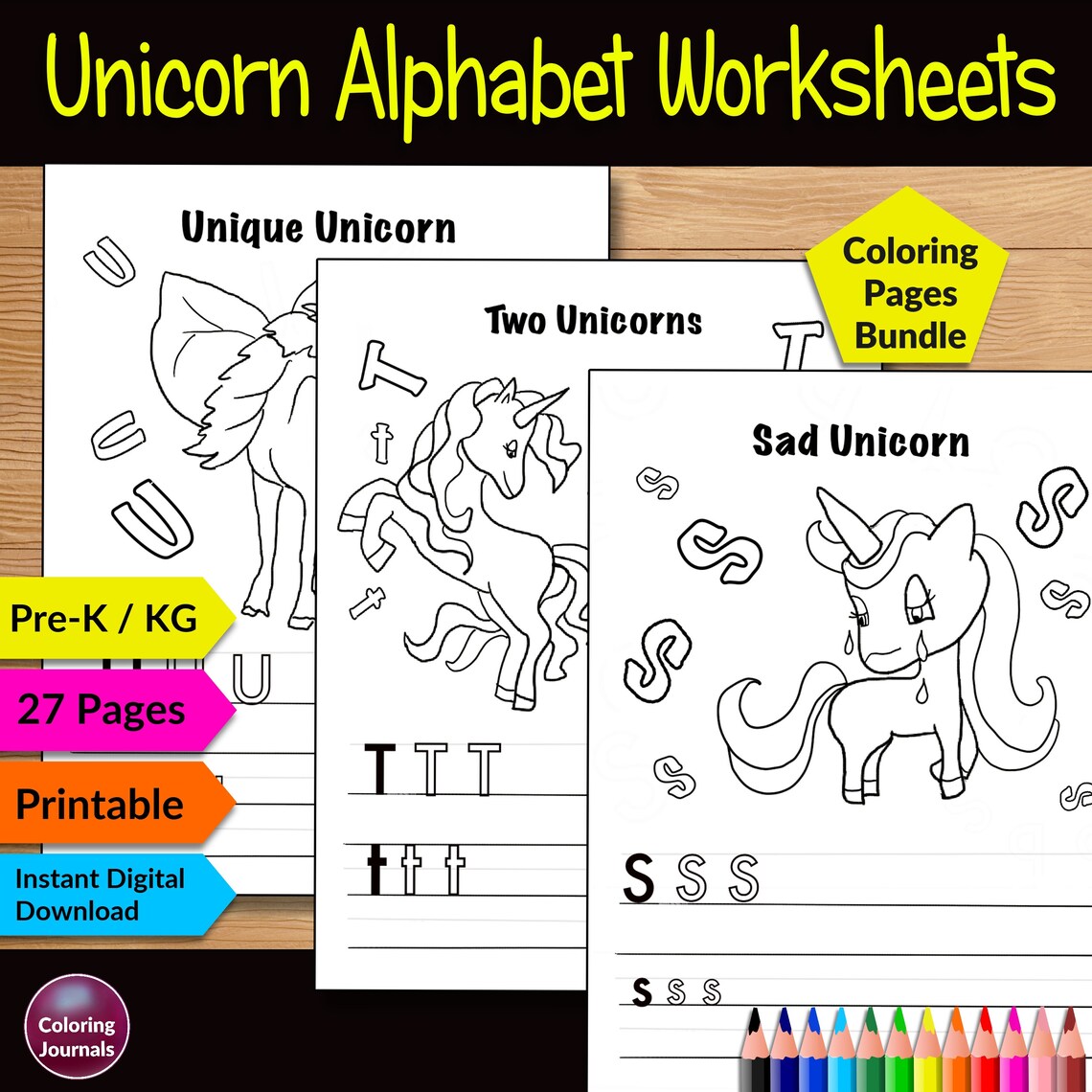 Alphabet Practice Worksheets Unicorn Coloring Pages for Girls - Etsy