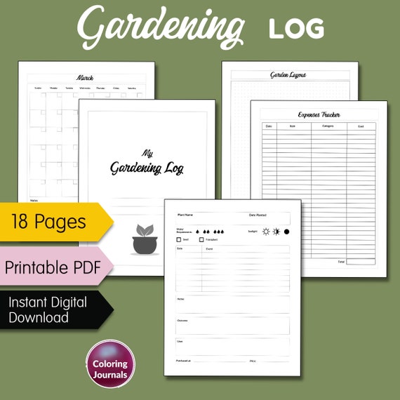 Plantilla De Diario De Jardinería Diario De Jardineria Etsy España