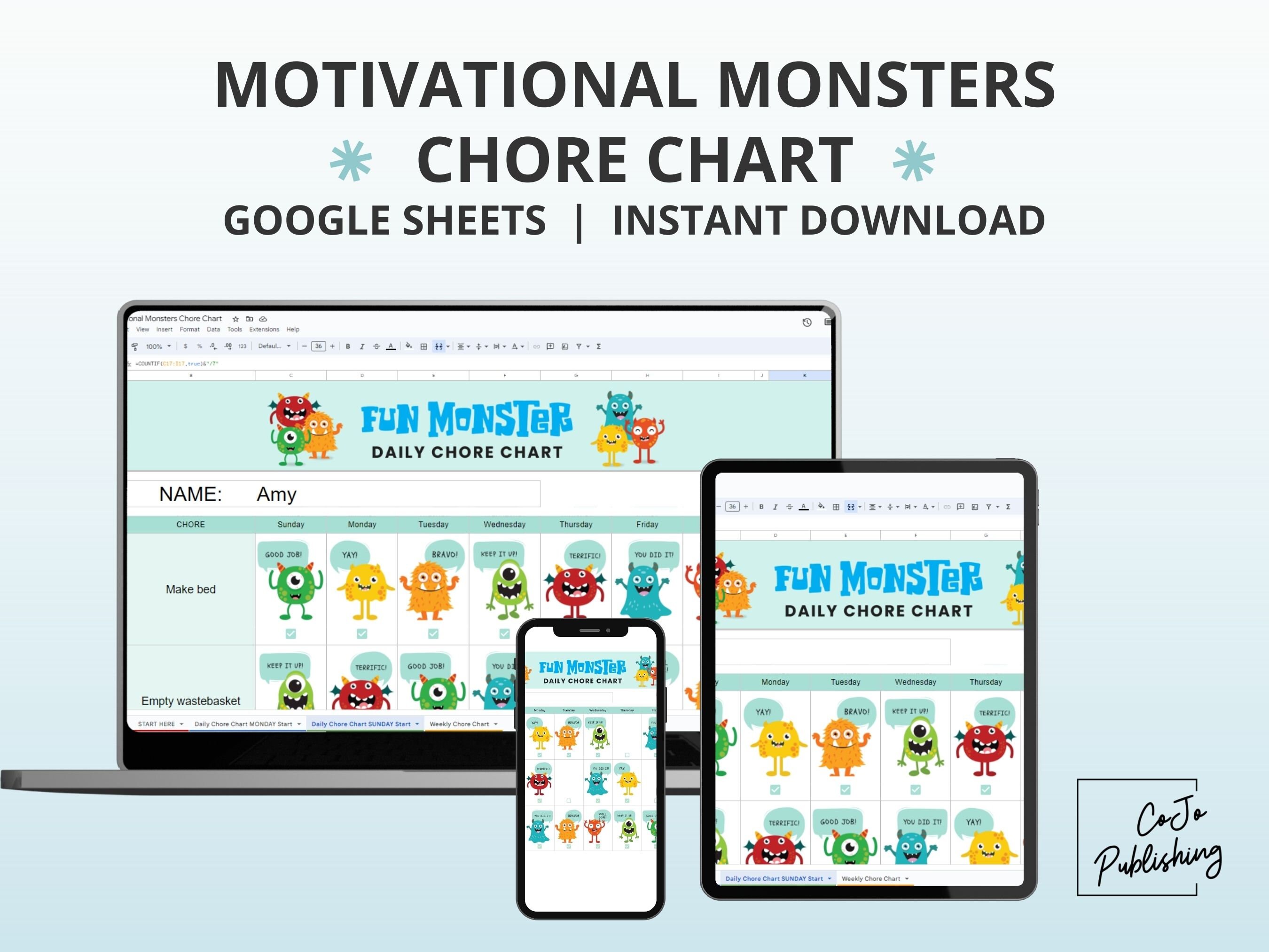 Interactive Chore Chart With Rewards, Cute Daily and Weekly Chore Chart ...