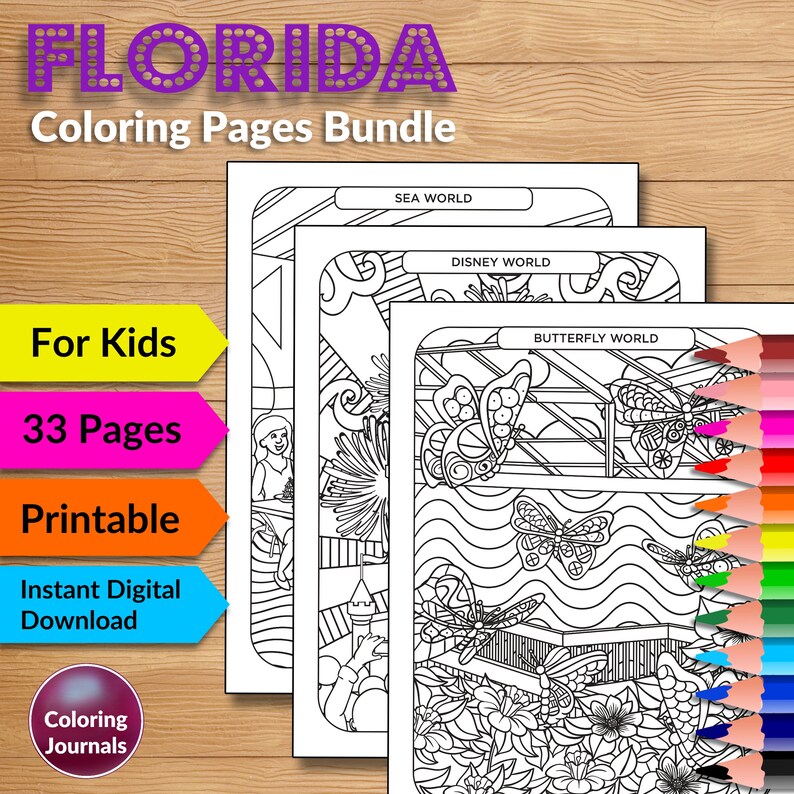 Florida Coloring Book PDF, 33 Florida Coloring Pages Bundle, Printable ...