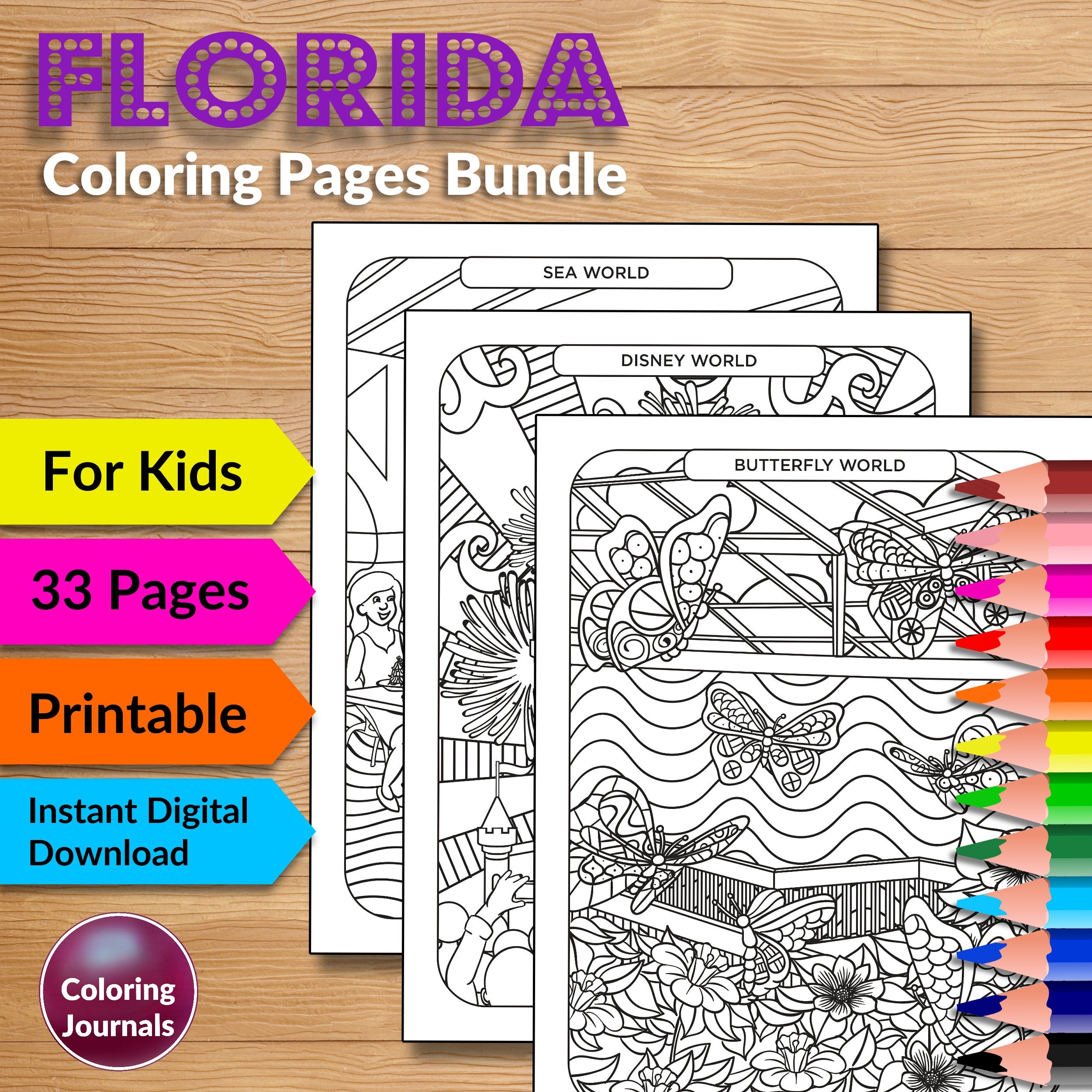 Florida Coloring Book PDF, 33 Florida Coloring Pages Bundle, Printable ...