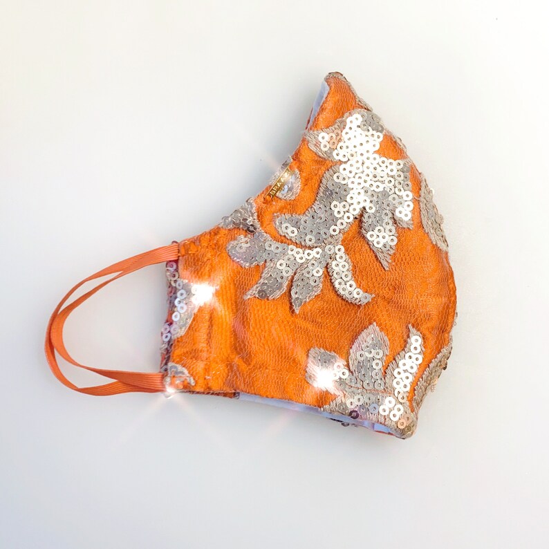 Burnt Orange Sequin and Silk Designer Face Mask Luxury Face - Etsy