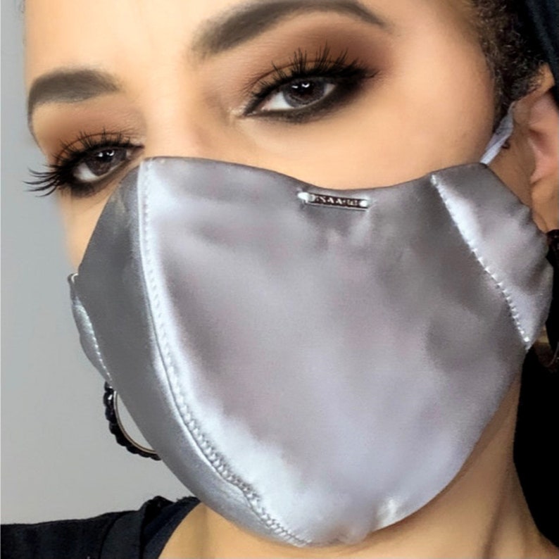 Silver Luxury Silk Satin Face Mask Fashion Face Mask USA | Etsy