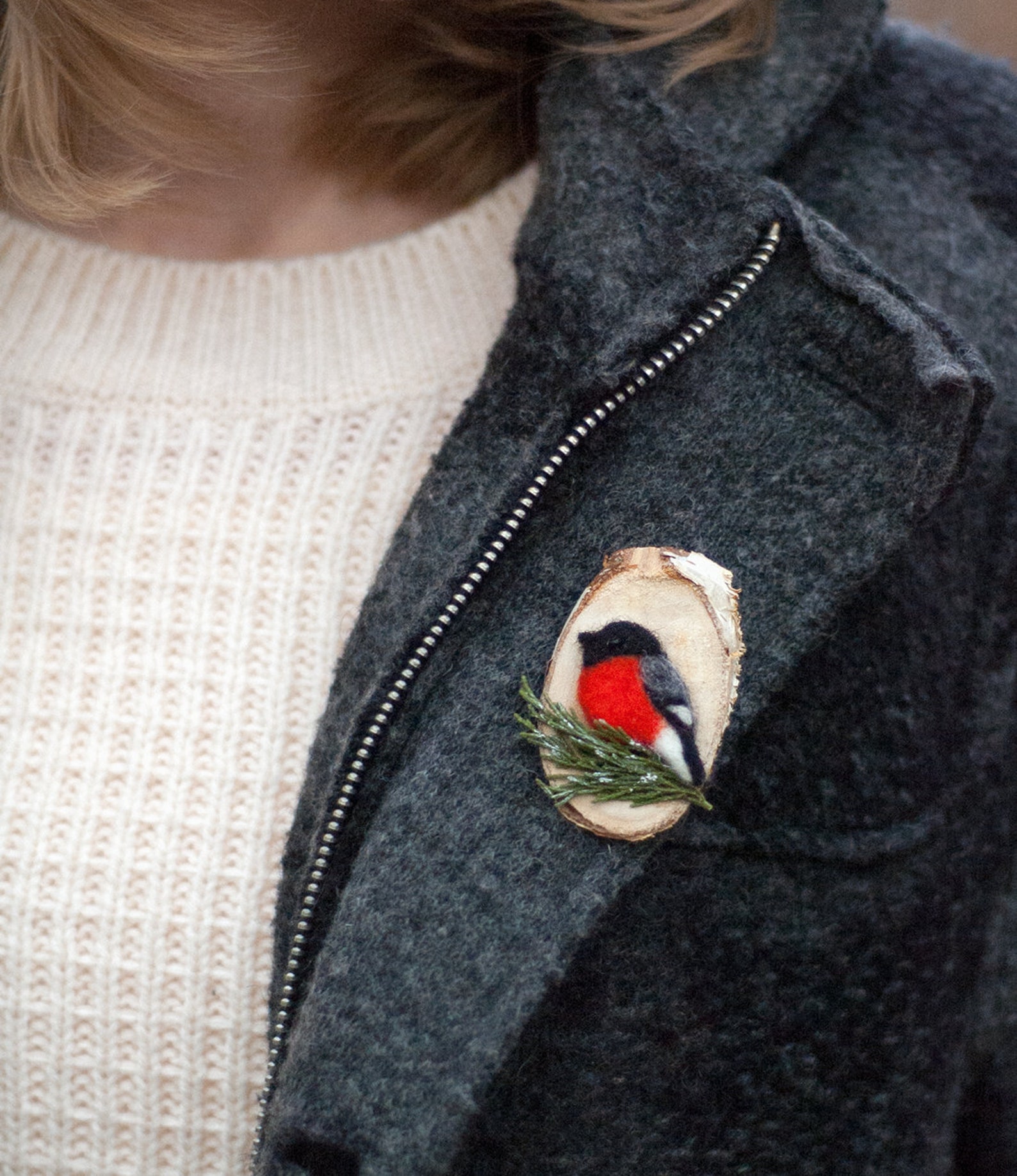 Bullfinch Bird Lapel Pin Bird Watching Winter Gift for Mom - Etsy
