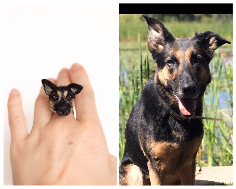 Custom Dog Ring, Personalized Pet Portrait, Miniature Dog Memorial ...