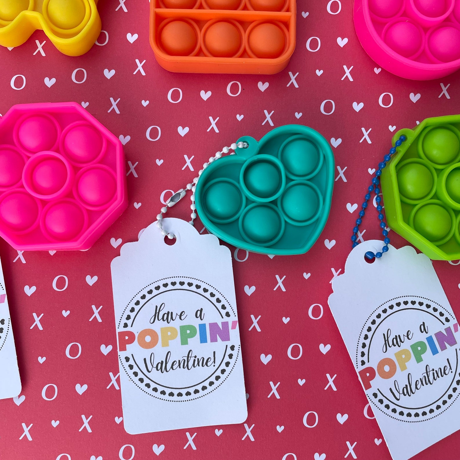 Physical Printed Pop It Tags - Valentine Classroom Gifts - Bubble Pop ...