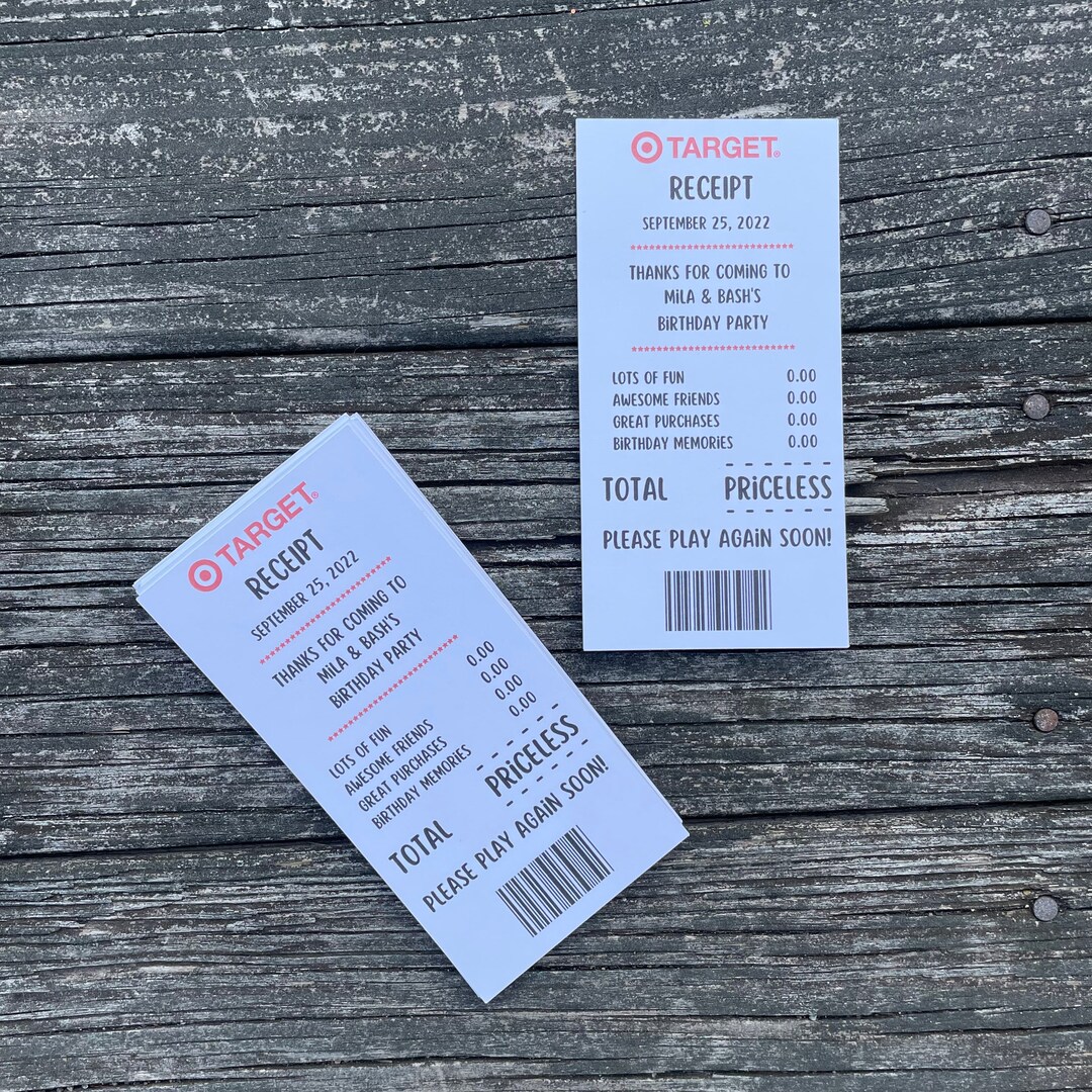 Kids Birthday Party Thank You Store Themed Party Receipt - Etsy