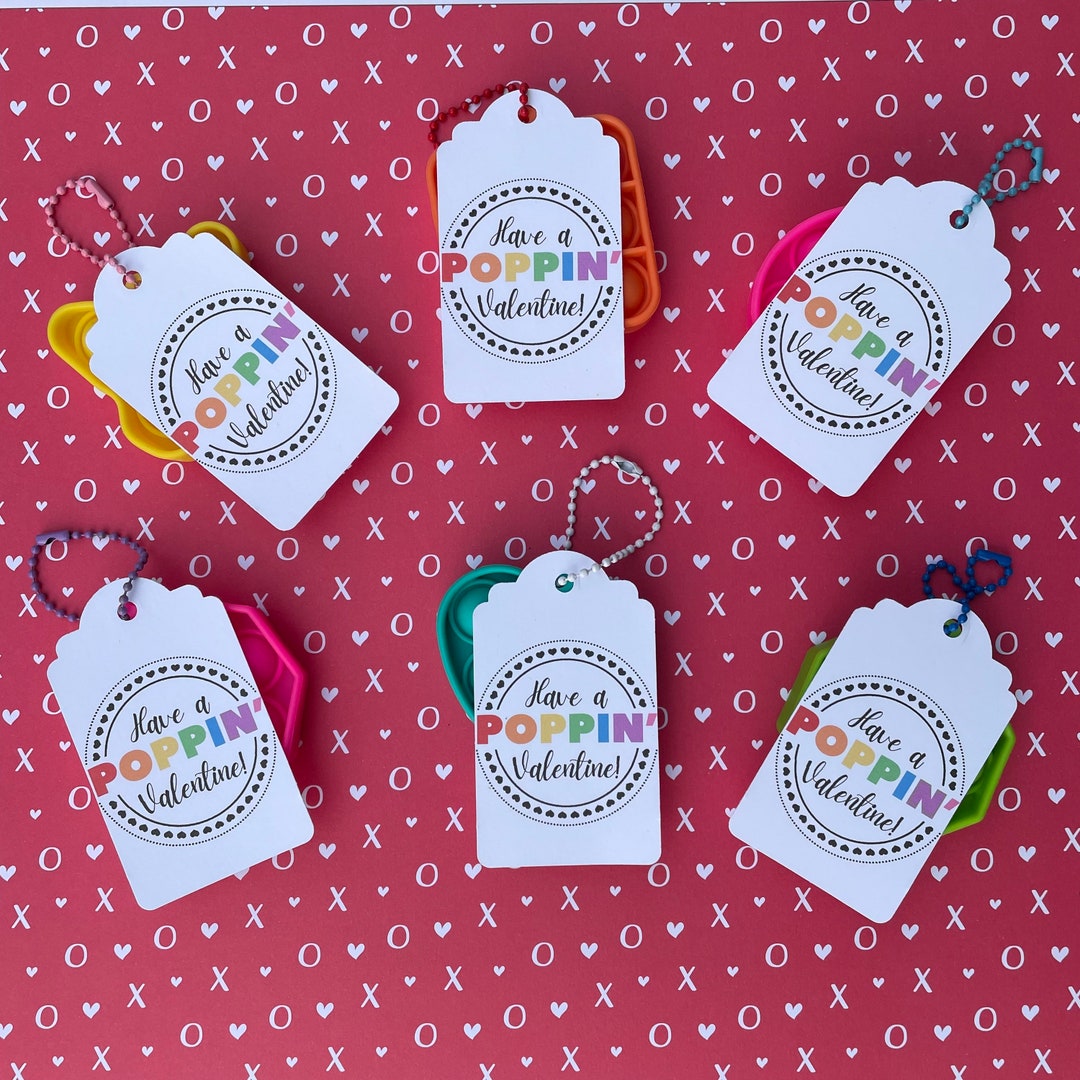 Physical Printed Pop It Tags - Valentine Classroom Gifts - Bubble Pop ...