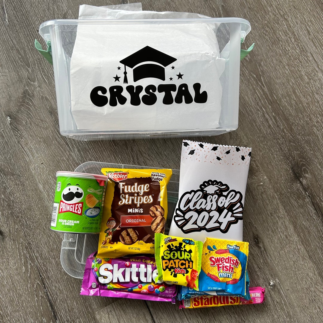Graduation Snack Bin - Personalized Graduation Gift Bin - Senior Class ...