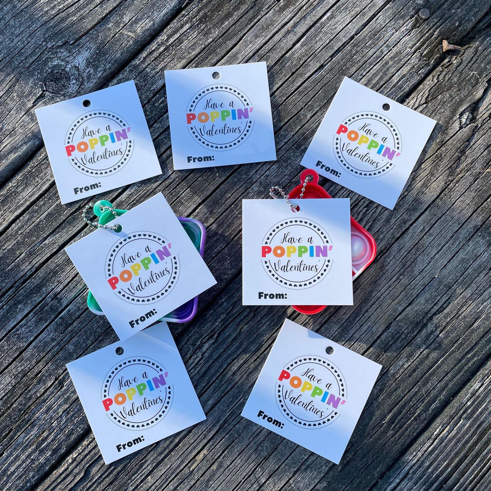 READY TO SHIP Physical Printed Pop It Tags - Valentine Classroom Gifts ...