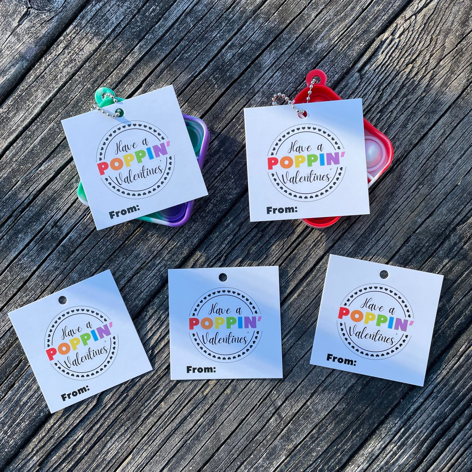 READY TO SHIP Physical Printed Pop It Tags - Valentine Classroom Gifts ...