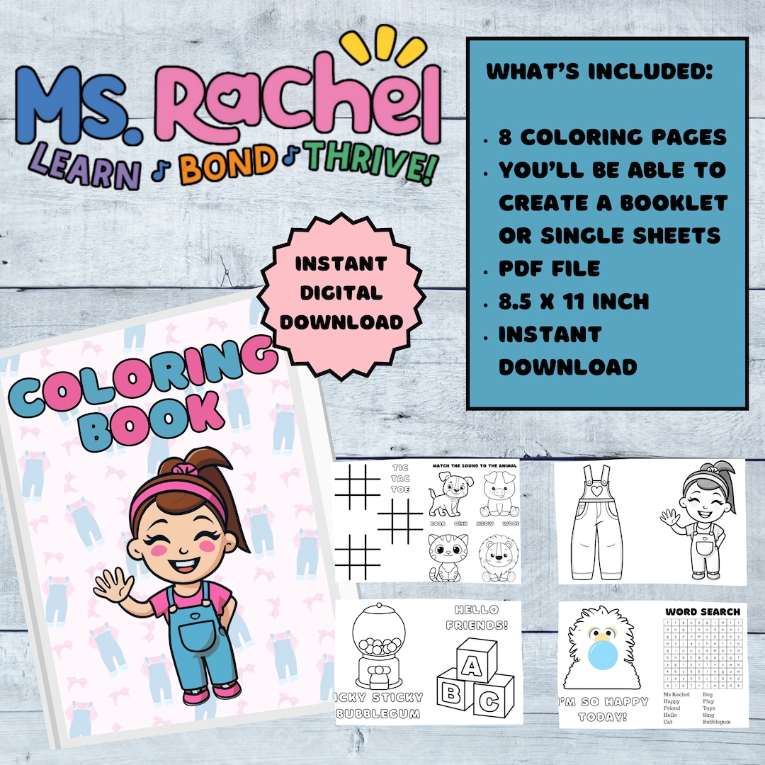 Ms Rachel Coloring Book Digital Download - Printable Miss Rachel ...