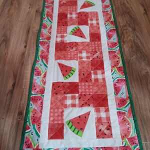 Quilted Watermelon Table Runner. Handmade Summer Table Runner With Appliqued Watermelons. Summer ...