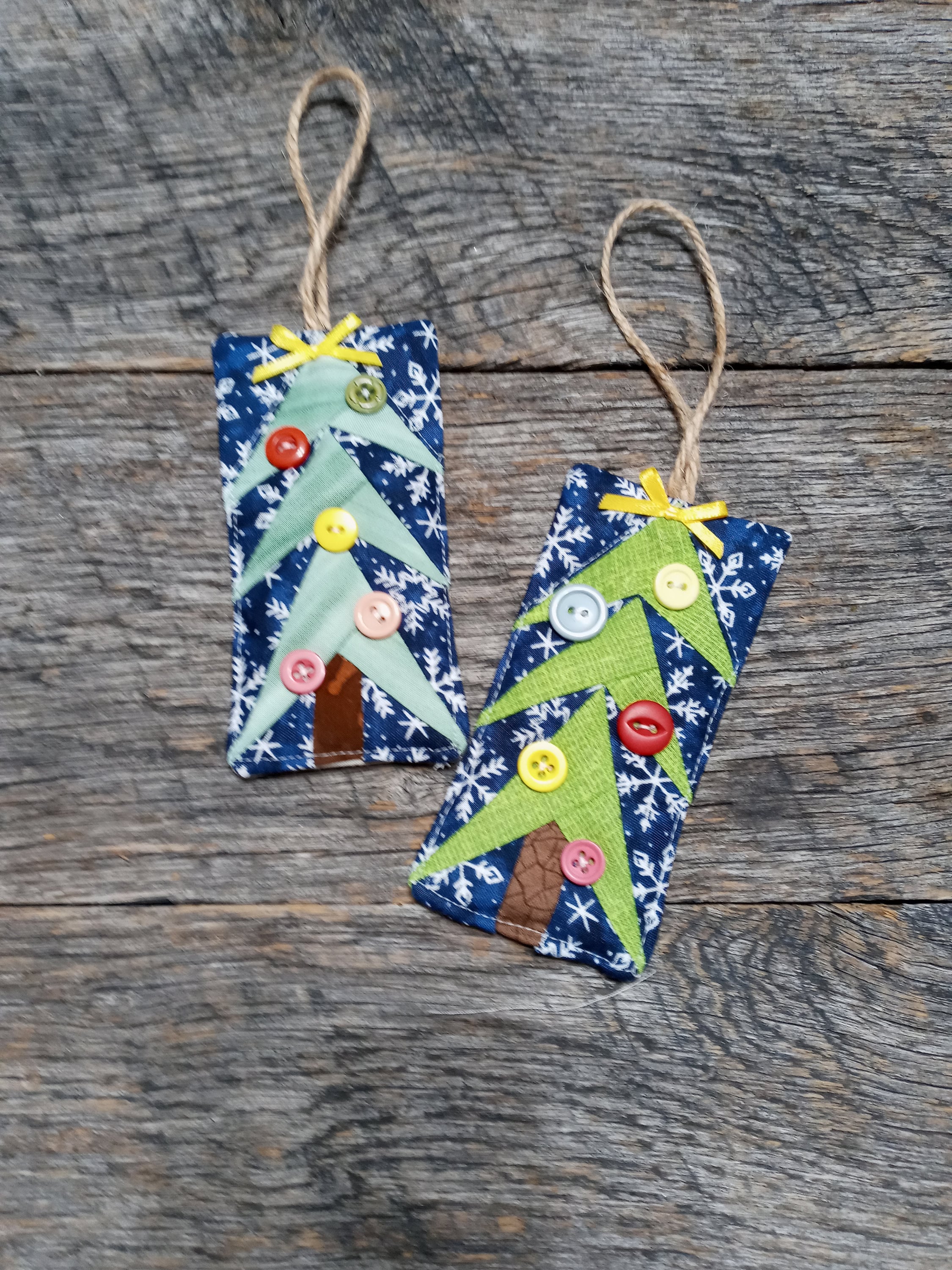 Quilted Christmas tree ornaments. Handmade quilted Christmas | Etsy