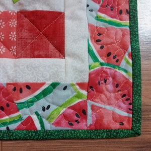 Quilted Watermelon Table Runner. Handmade Summer Table Runner With Appliqued Watermelons. Summer ...