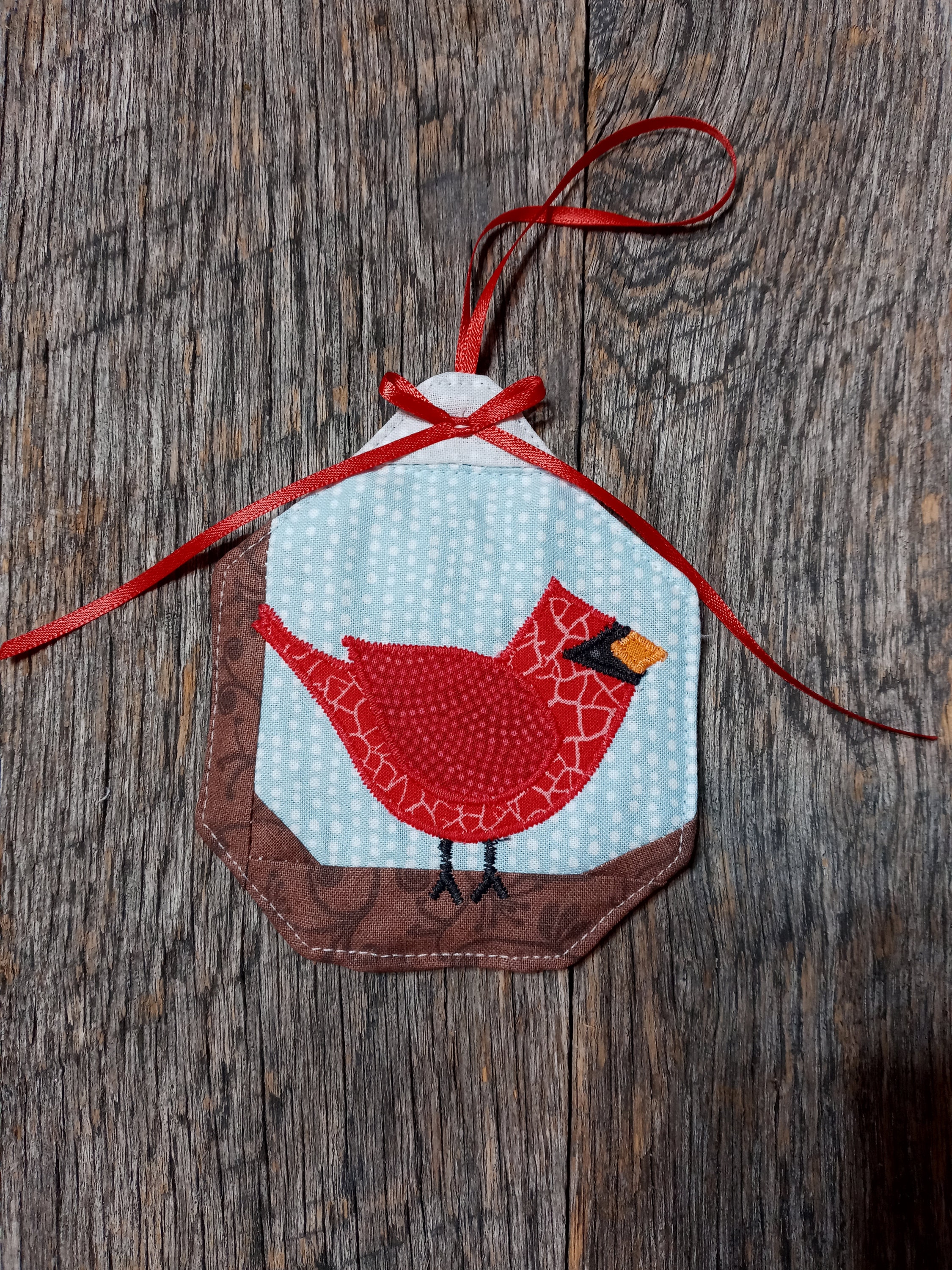 Handmade Appliqued Christmas Cardinal Ornament: Gift Card Holder - Etsy