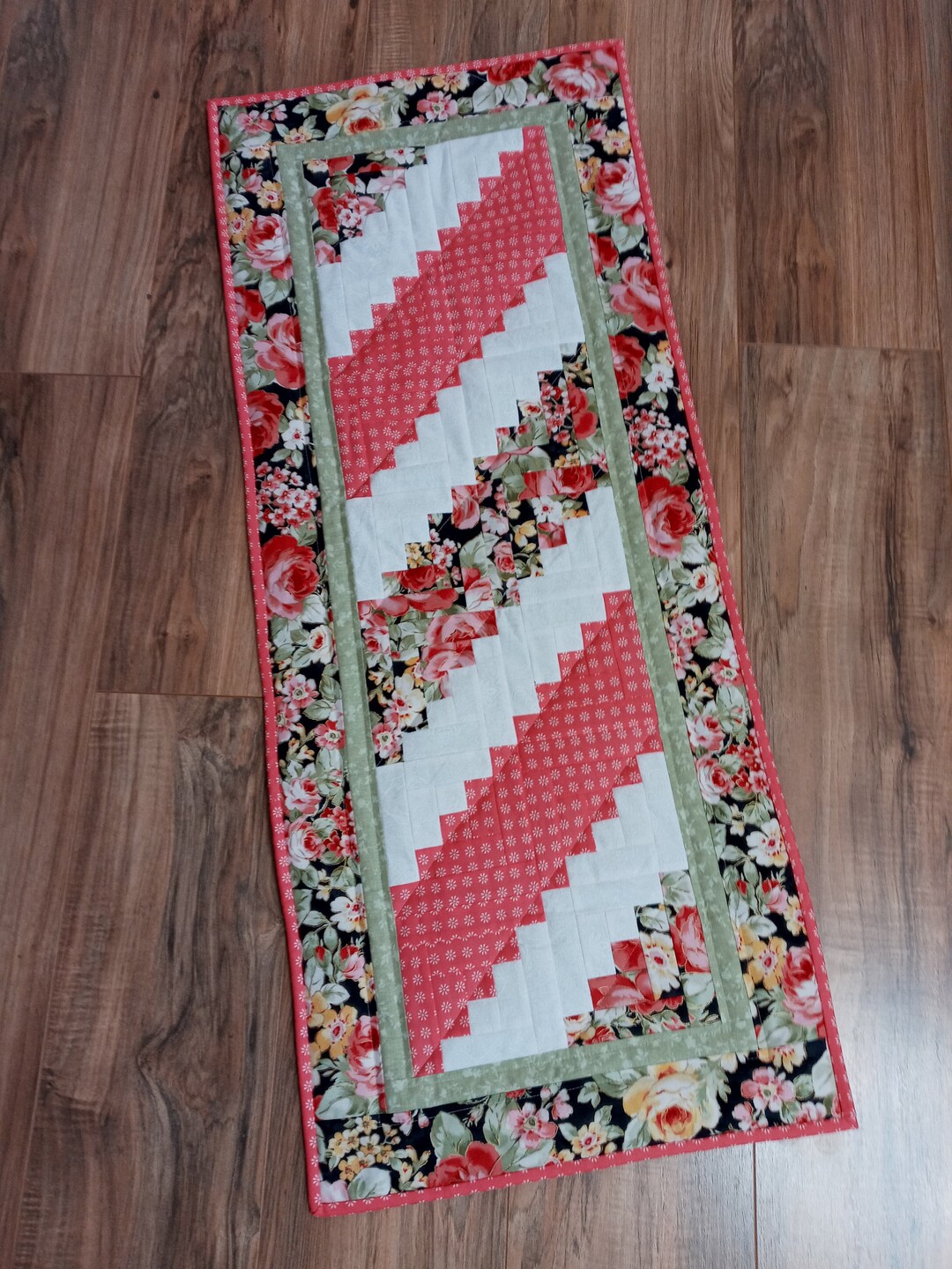 Quilted Spring/summer Table Runner. Handmade Floral Table Runner in Log ...