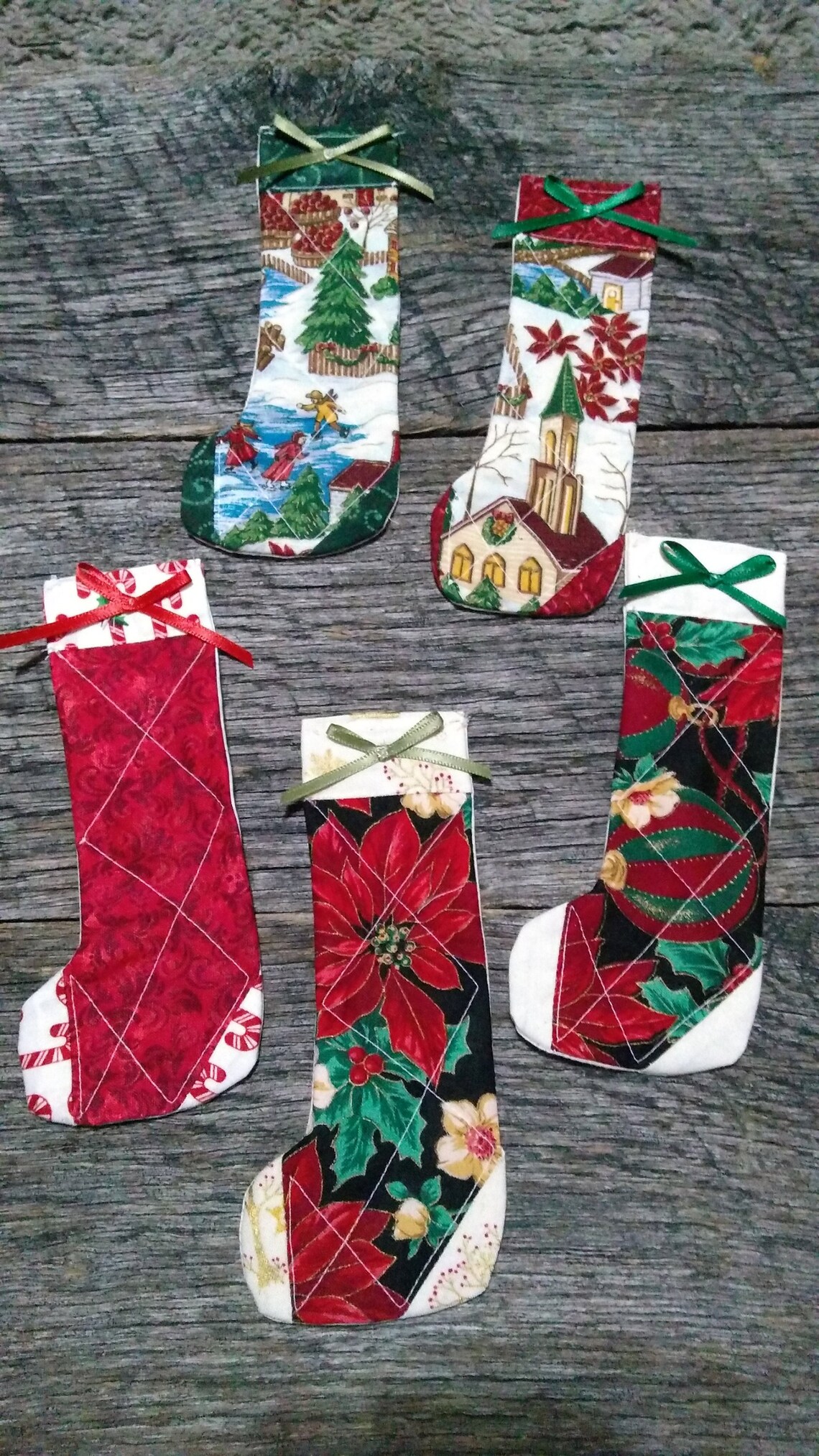Quilted Christmas book marks Homemade Christmas stocking book | Etsy