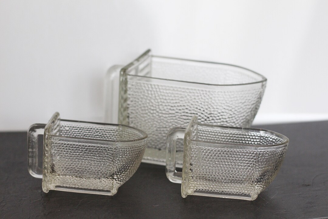 Container Boxes, Drawers, Pressed Glass, Storage Set of 3 - Etsy