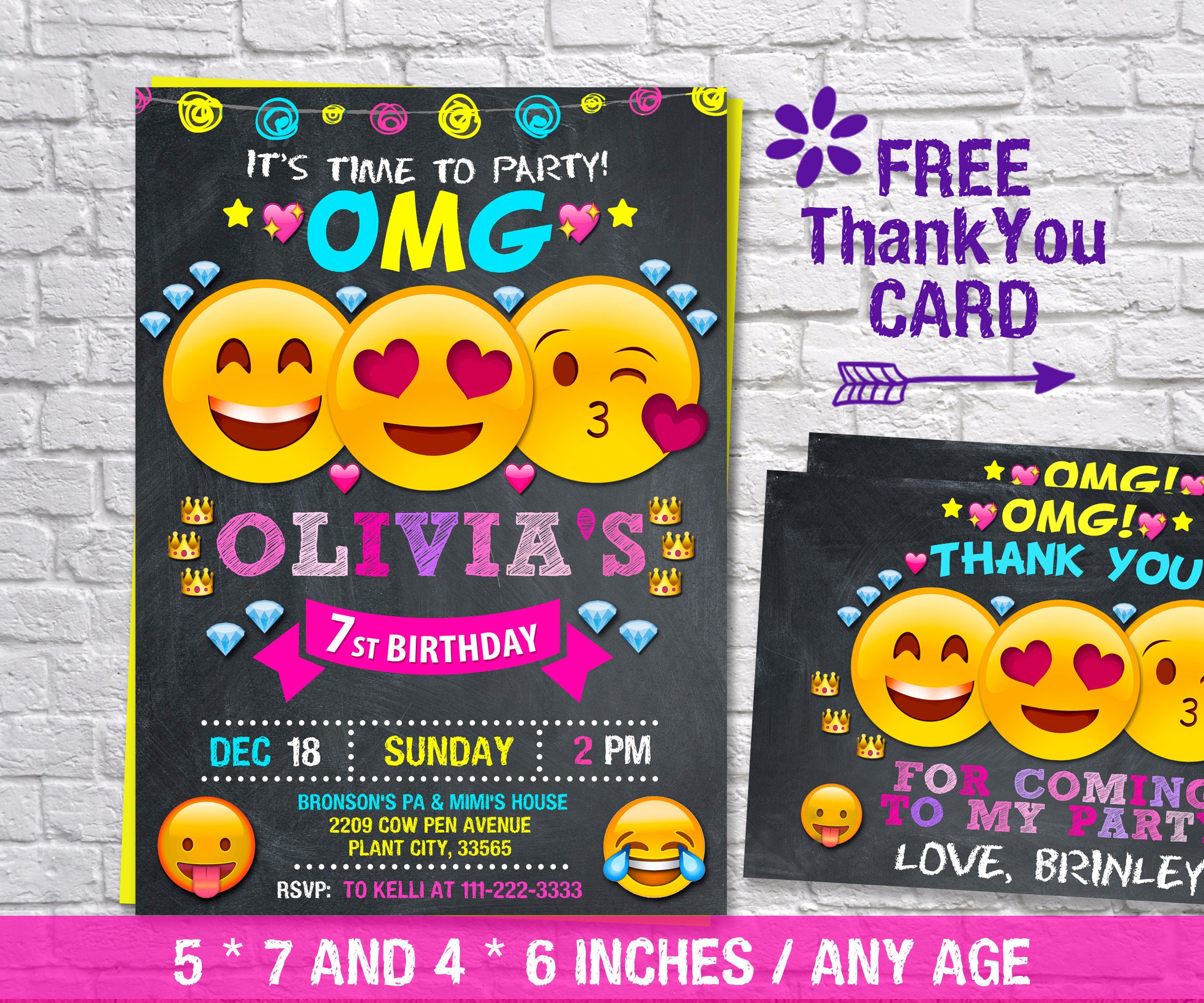 Emoji Birthday Invitations To Edit