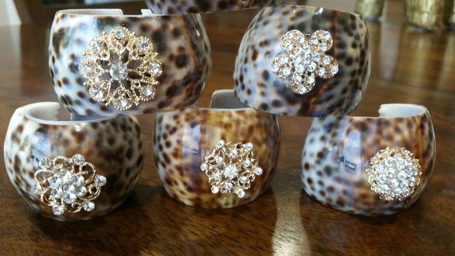 Shell Napkin Rings Set of 6 Embellished - Etsy