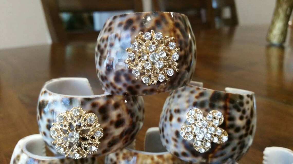 Shell Napkin Rings Set of 6 Embellished - Etsy