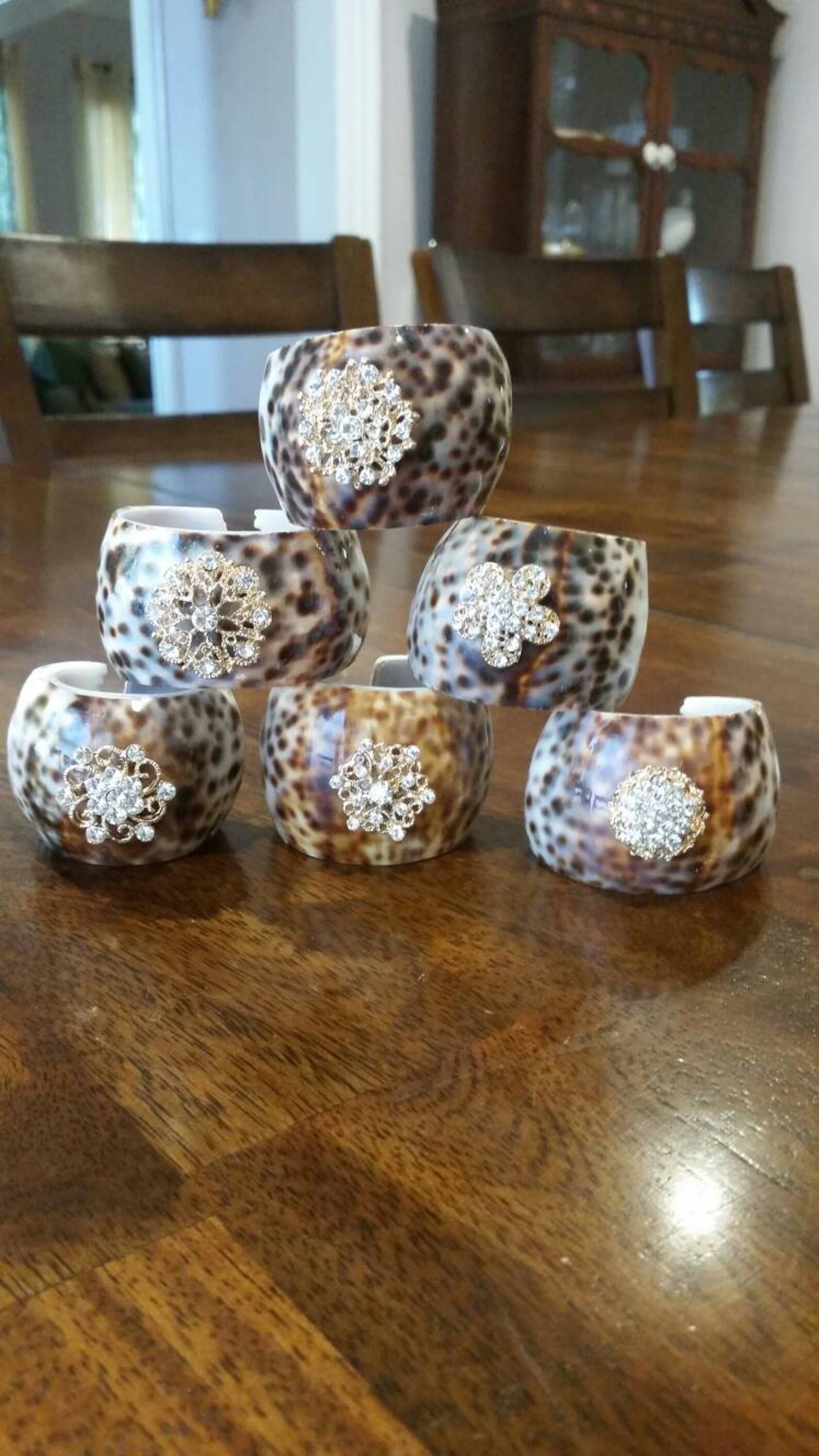 Shell Napkin Rings Set of 6 Embellished - Etsy