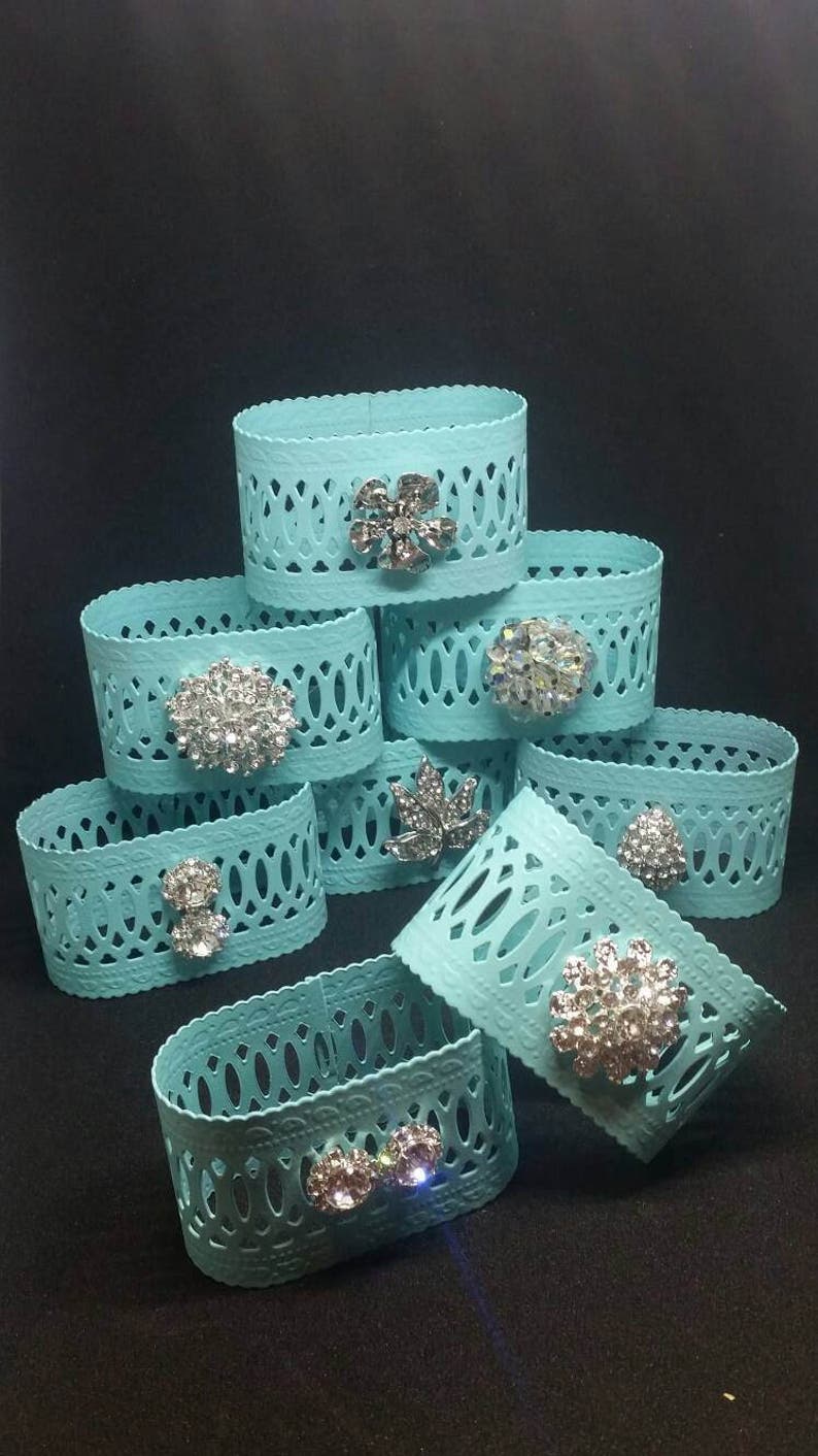 Oval Turquoise Metal Napkin Rings Set of 8 | Etsy